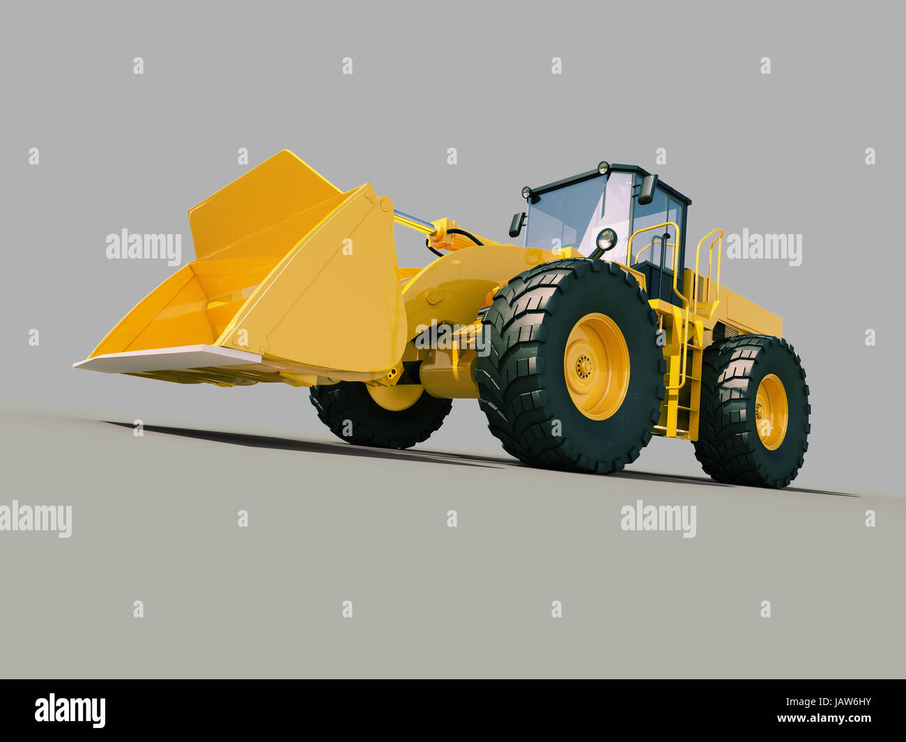 Modern front loader on gray background with shadow Stock Photo - Alamy