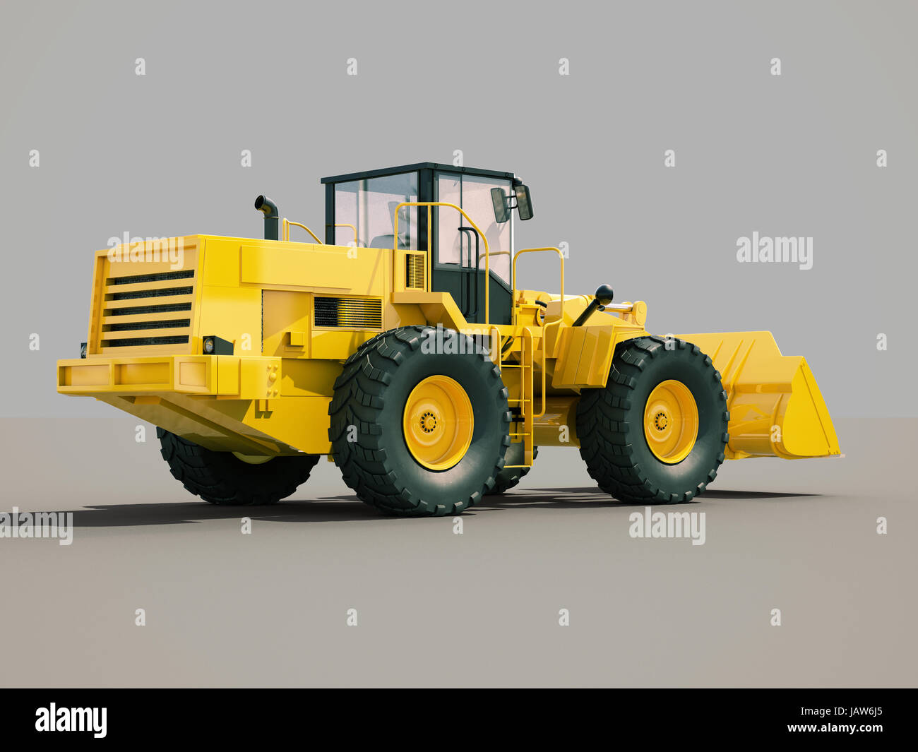 Modern front loader on gray background with shadow Stock Photo - Alamy