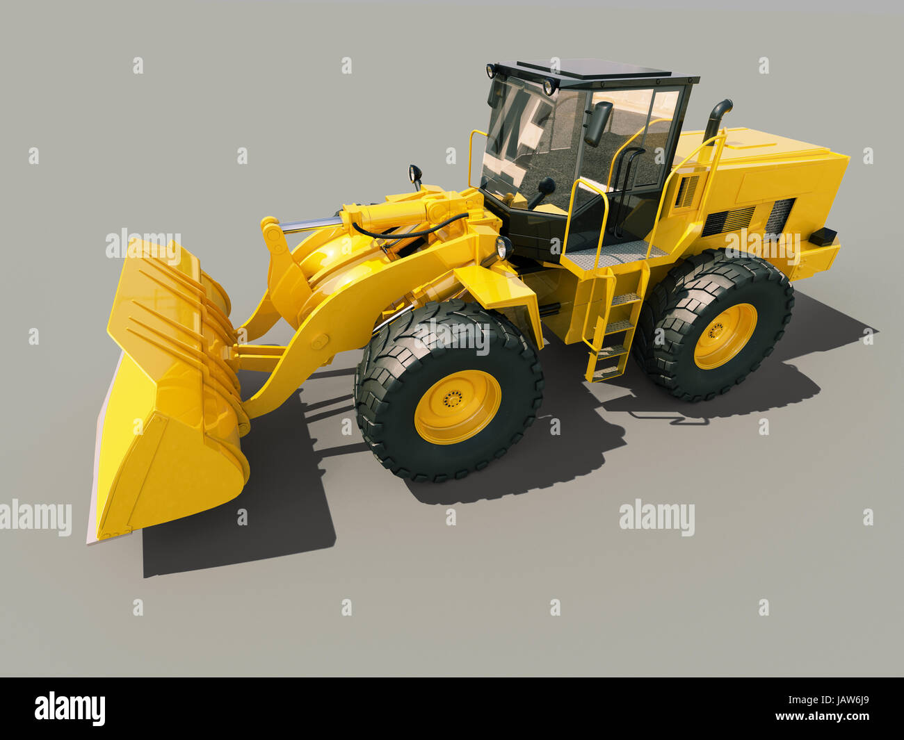Modern front loader on gray background with shadow Stock Photo - Alamy