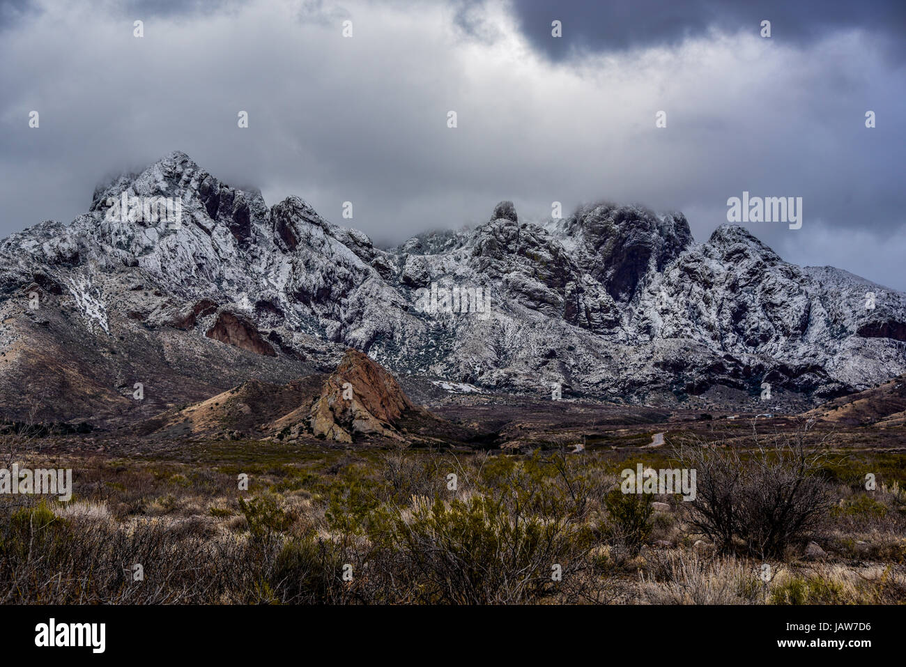 La Cueva Rock at the foot of the Organ Mountains Stock Photo - Alamy