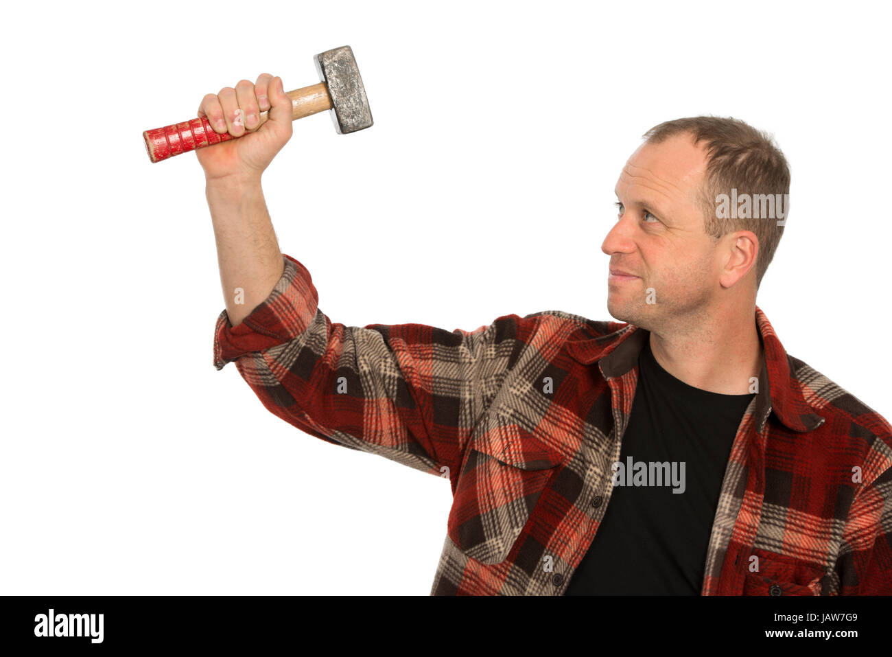 construction worker with hammer Stock Photo - Alamy