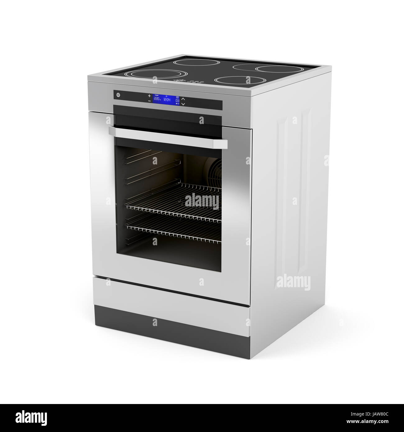 Modern electric cooker on white background Stock Photo - Alamy