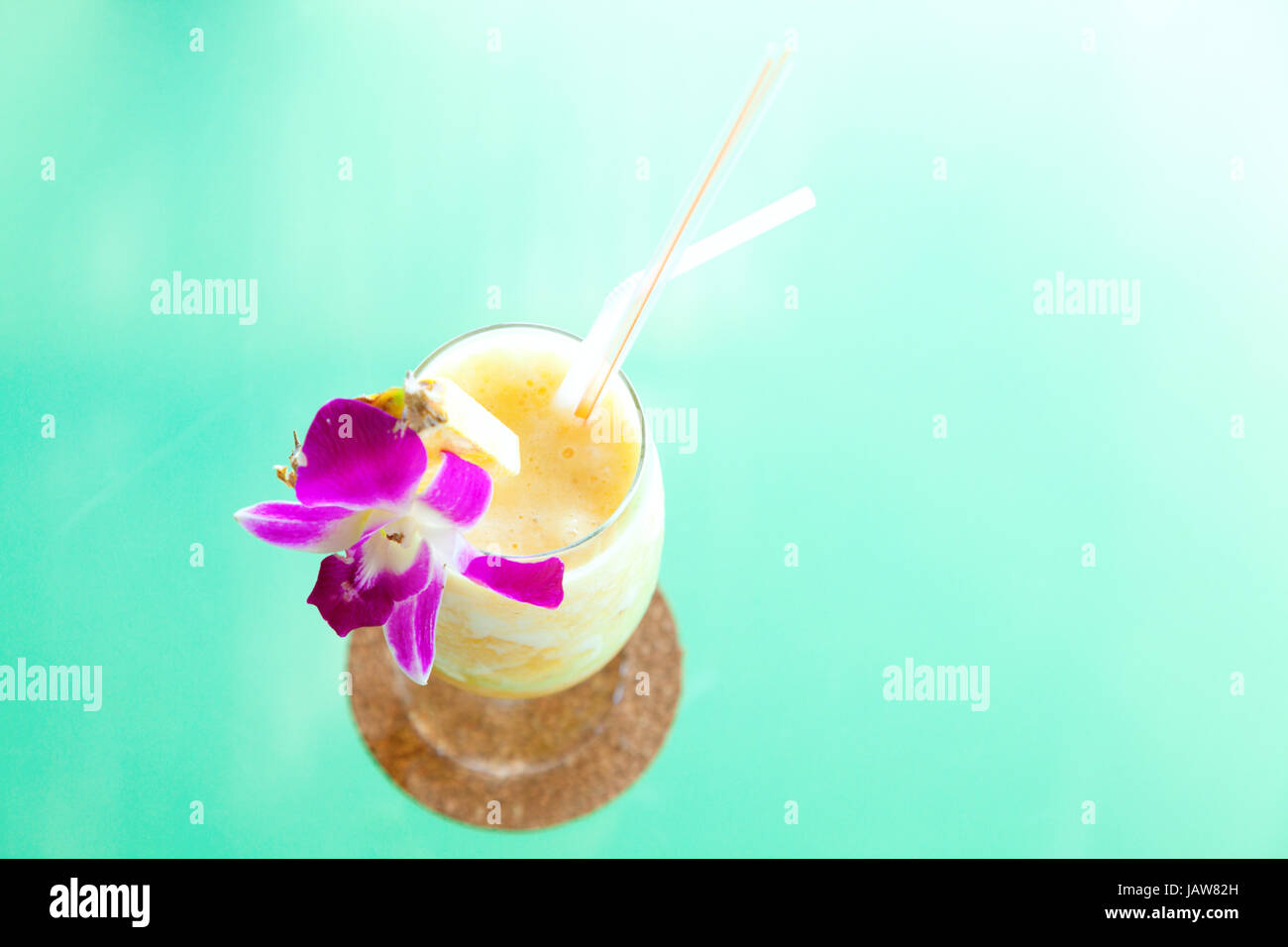 Top view of a freshly made pineapple smoothie Stock Photo - Alamy