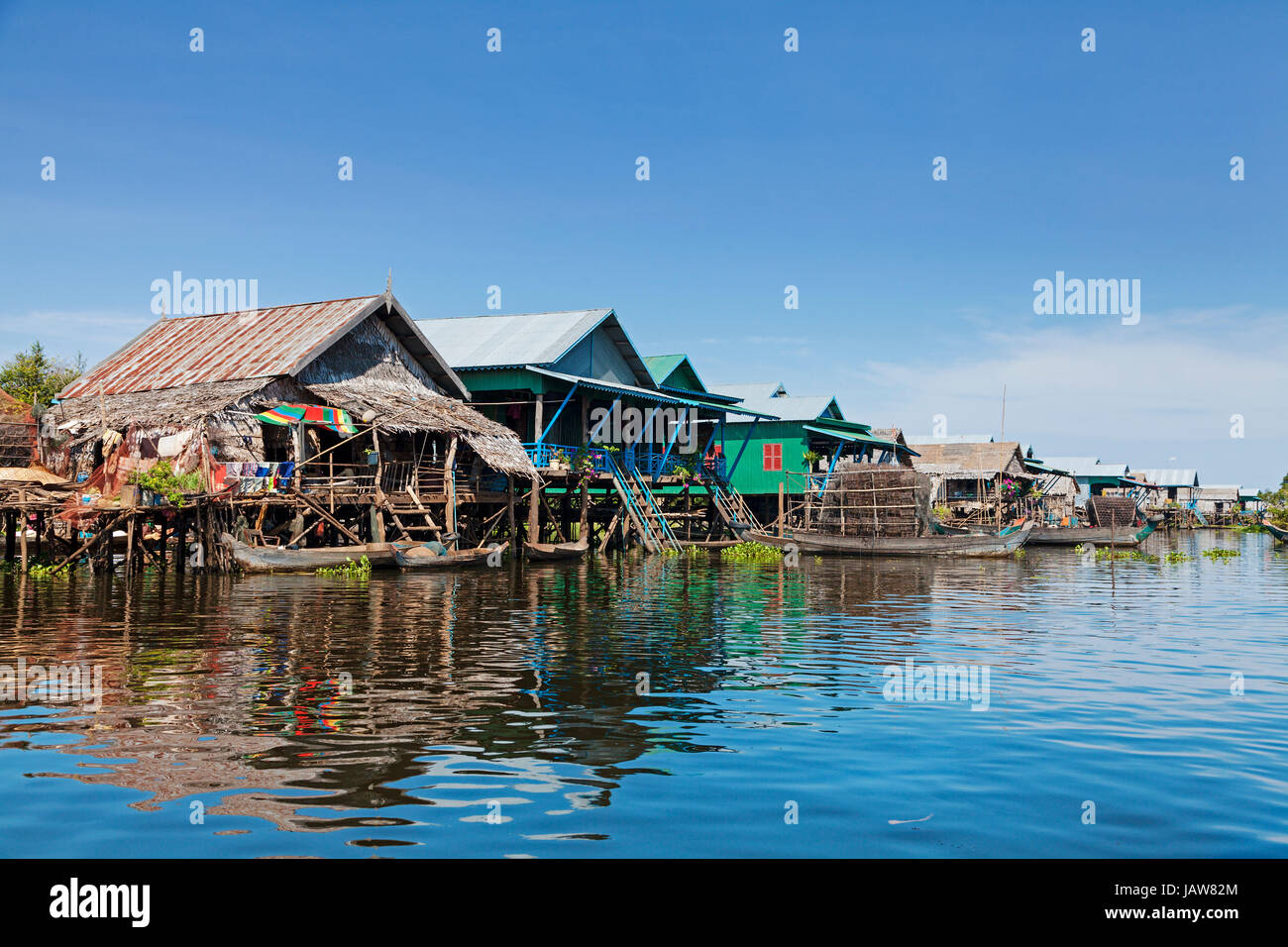 Floating fishing village Kampong Phluk on Tonle Sap Lake in Cambodia ...