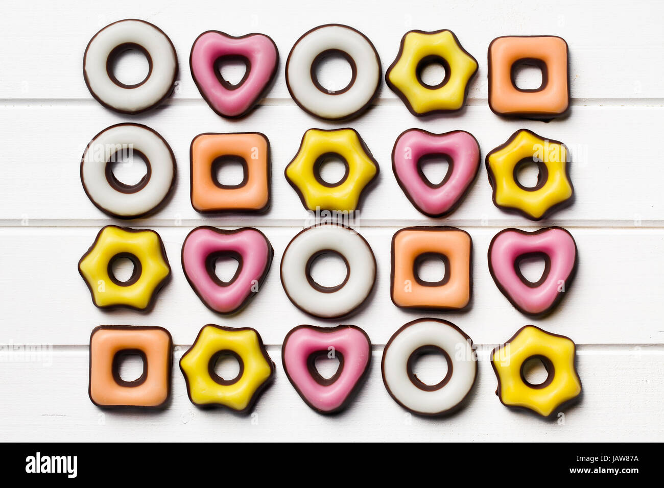 top view of colorful confectionery of various shapes Stock Photo - Alamy