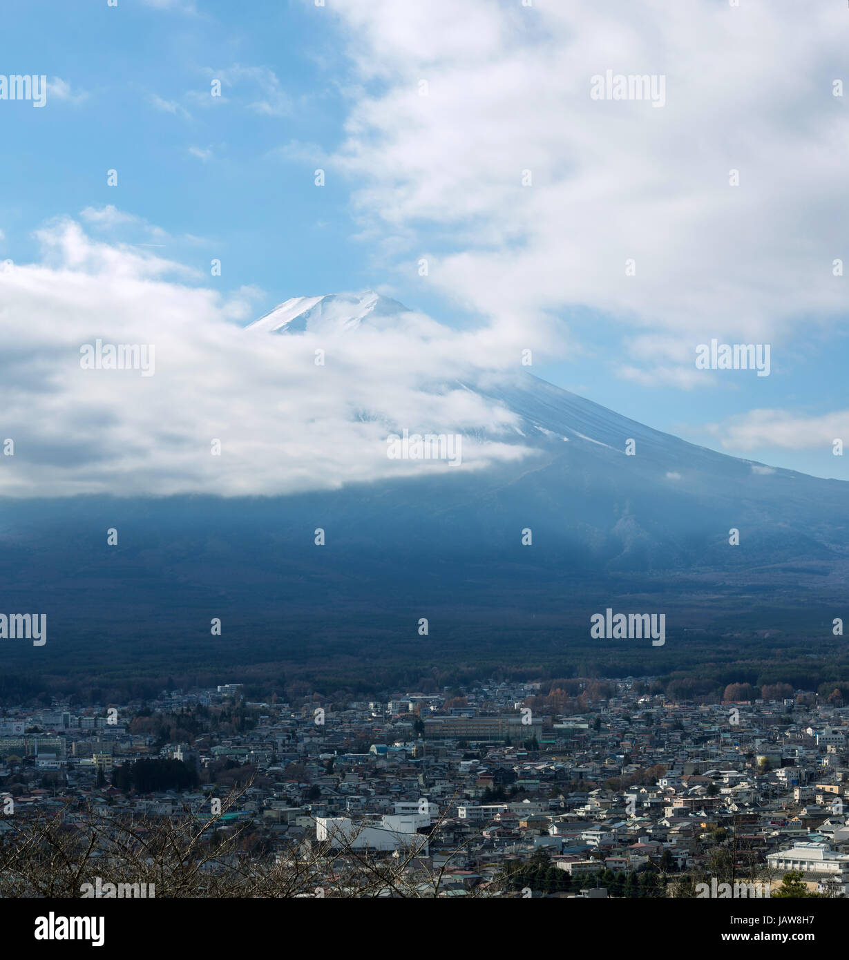 Panorama of Mountain Fuji fujisan from yamanaka lake at Yamanashi Japan ...