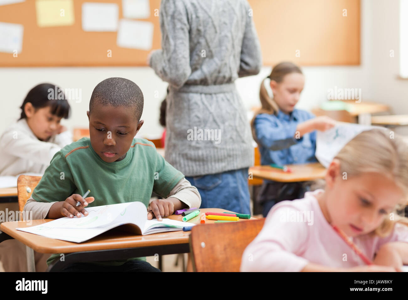 Black boy girl walking classroom hi-res stock photography and images ...