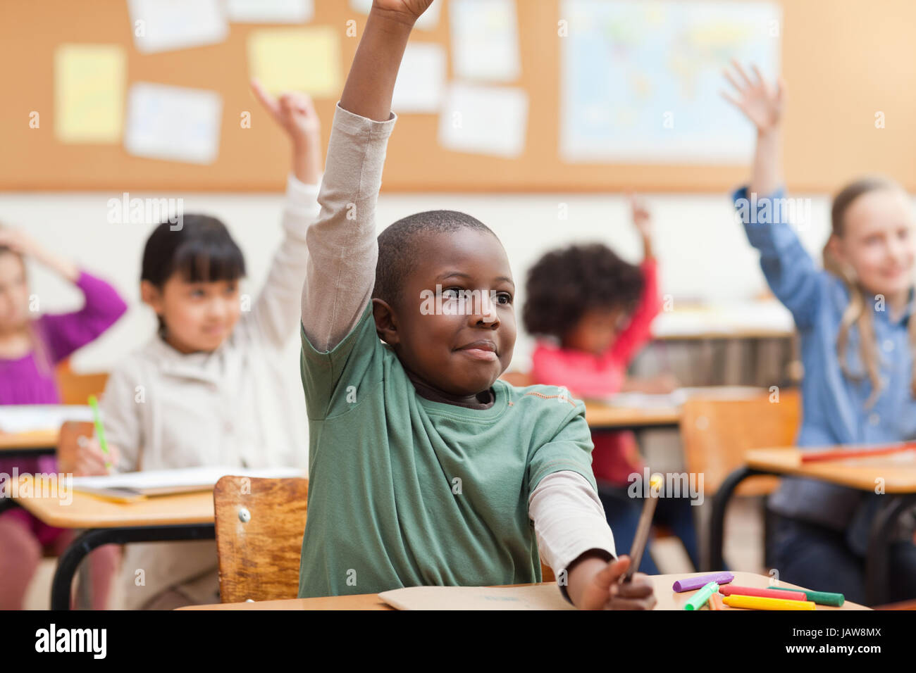 Black Students Raising Their Hands