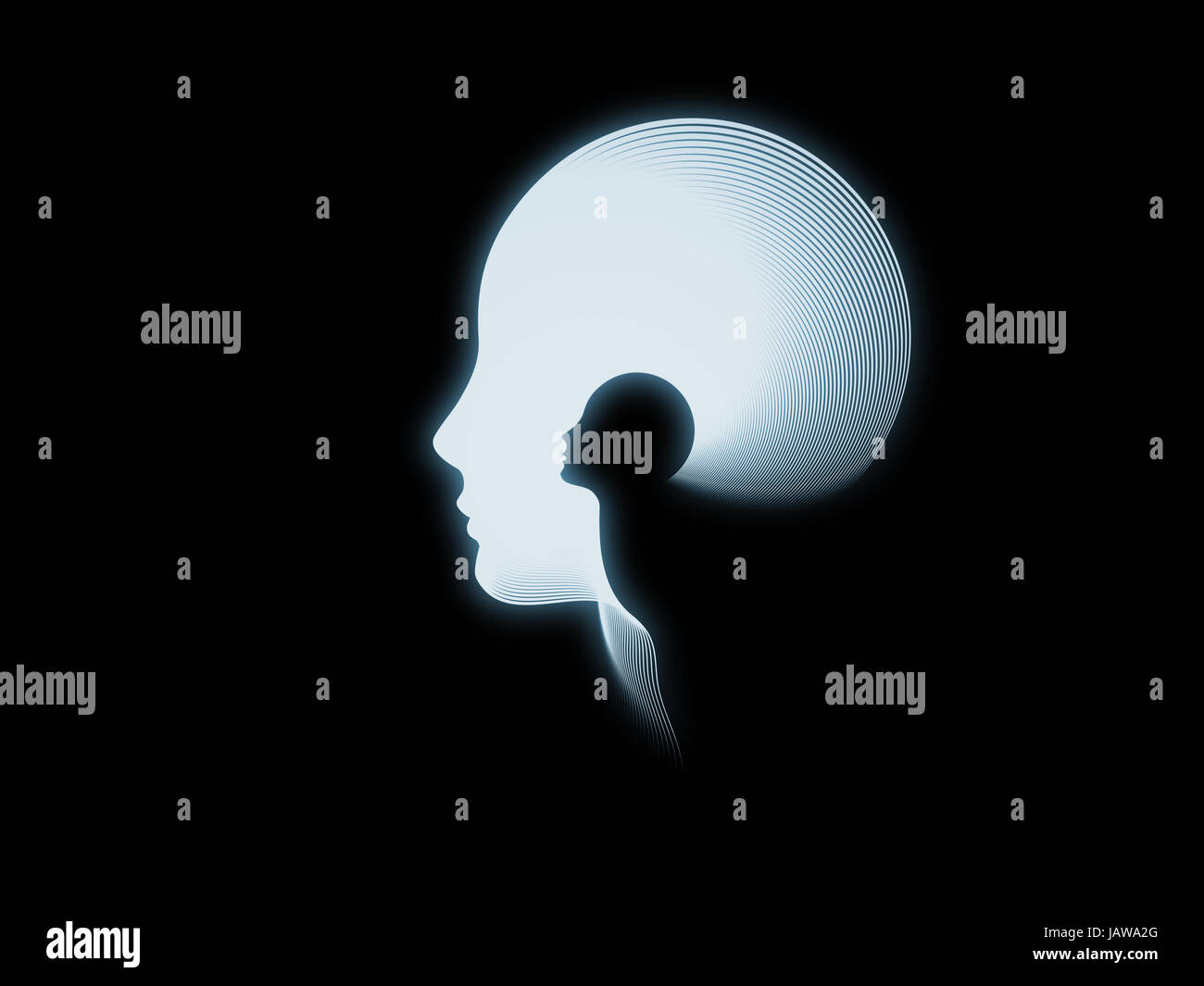 Geometry of Soul series. Arrangement of profile lines of human head on ...