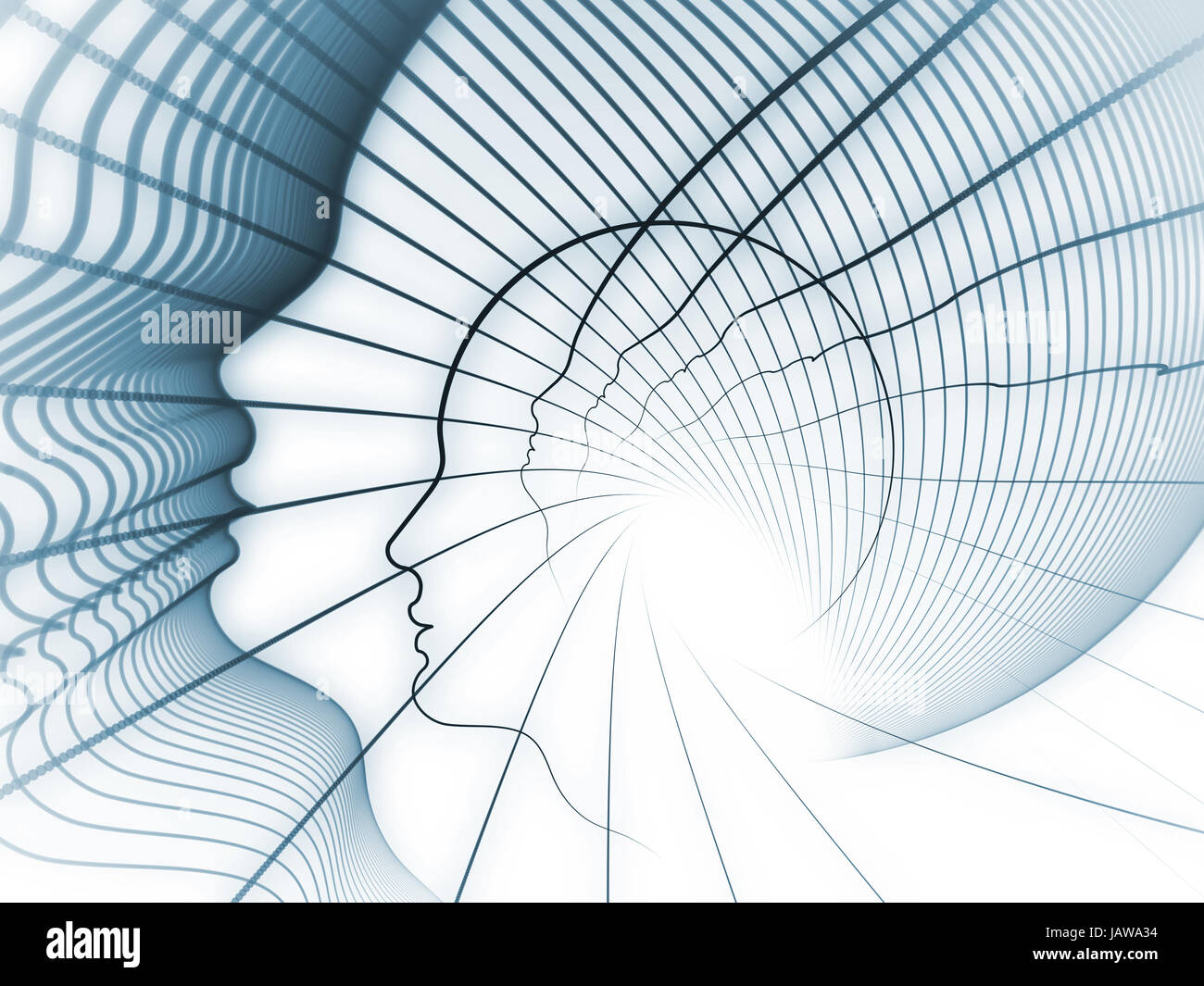 Geometry of Soul series. Graphic composition of profile lines of human ...
