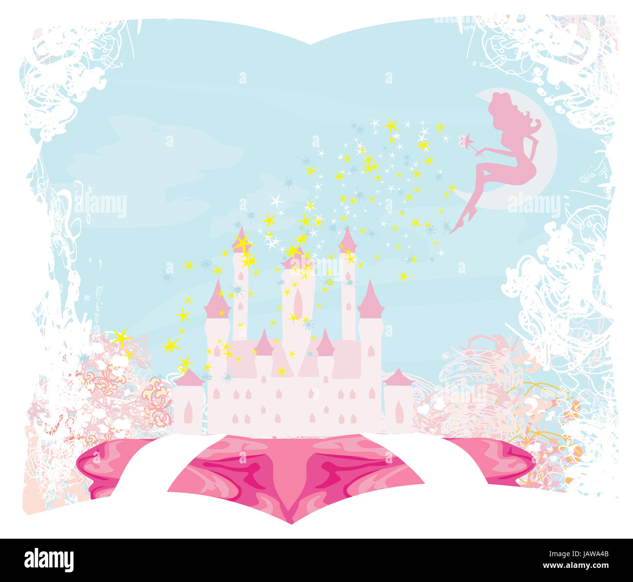 Beautiful fairytale pink castle frame hi-res stock photography and ...
