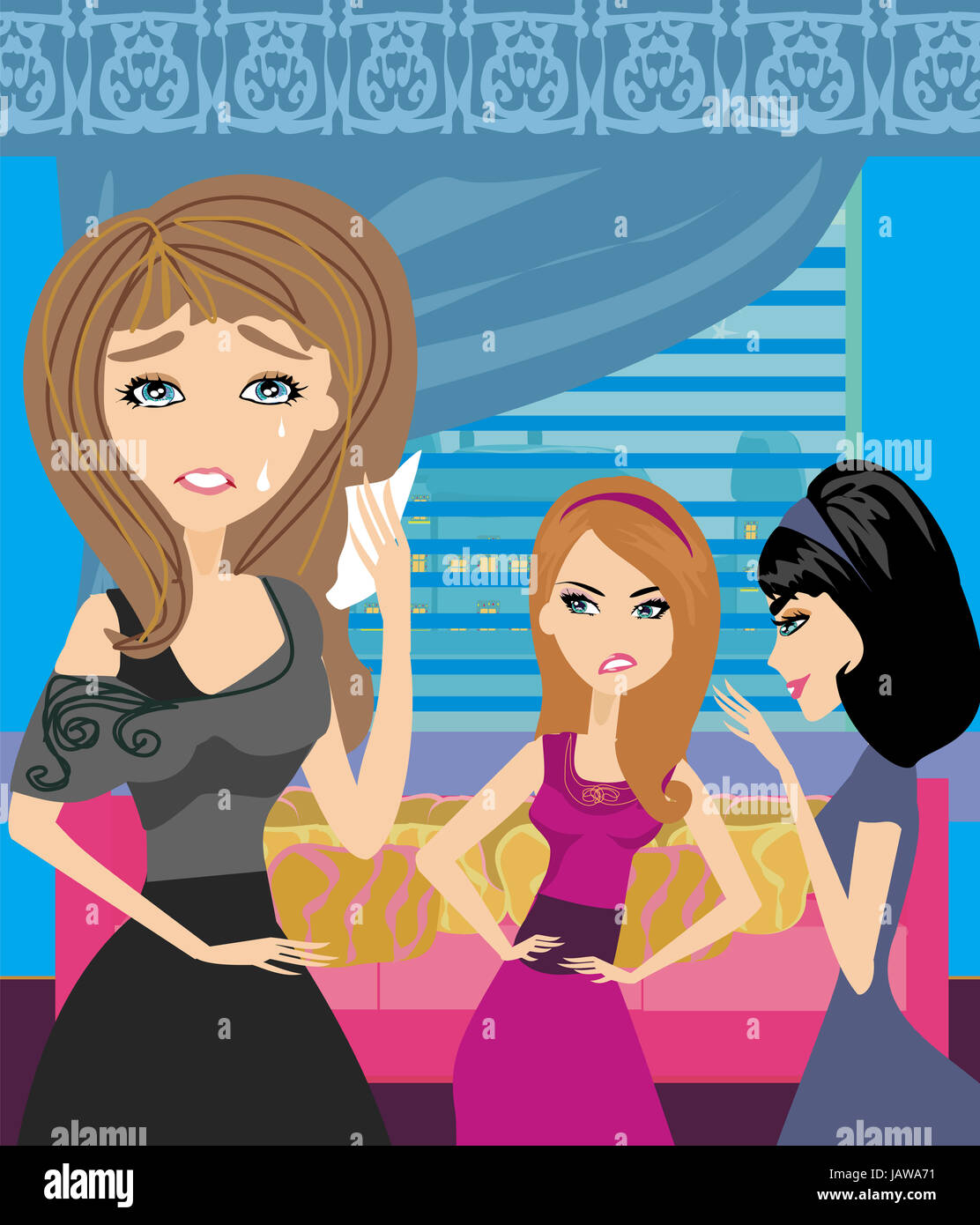 Envious two women gossip about their friend Stock Photo - Alamy