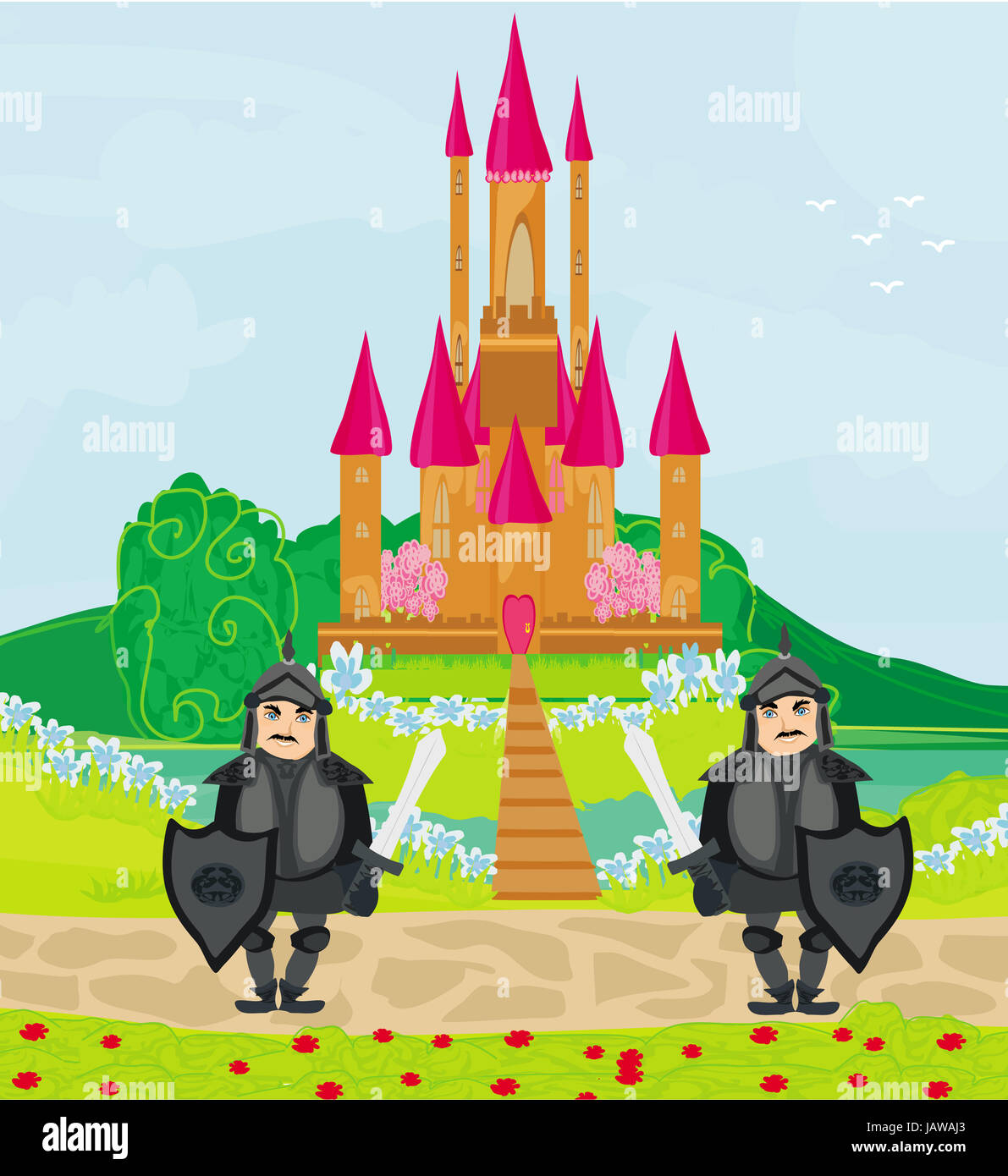 Knights guard the entrance to the castle Stock Photo - Alamy