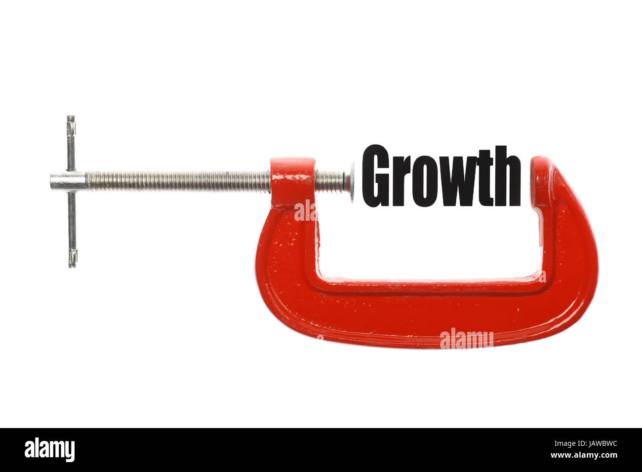 The word "Growth" is compressed with a vice. Business metaphor Stock ...