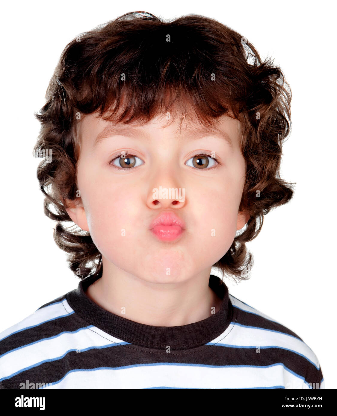 Beautiful baby throwing a kiss isolated on a white background Stock ...