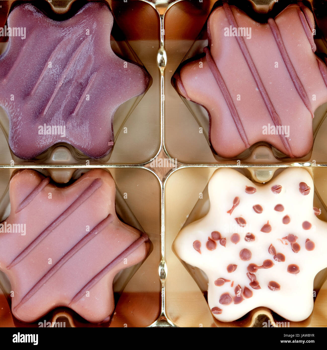 Delicious chocolate star-shaped with different types of chocolate Stock ...