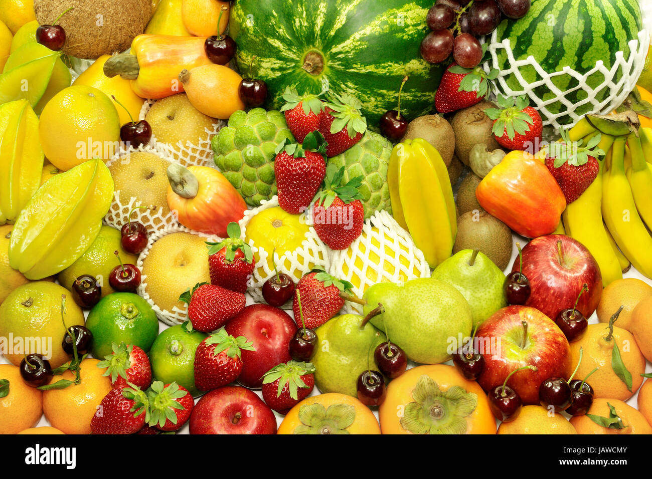 Several variety of fruits. The most common fruits of the world Stock ...
