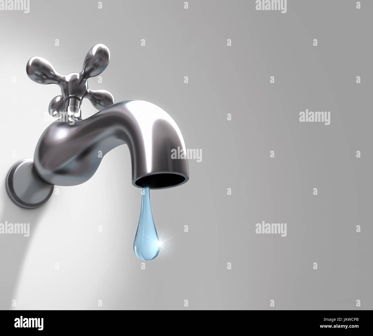 The faucet and last drop of water. Concept of the importance of water ...