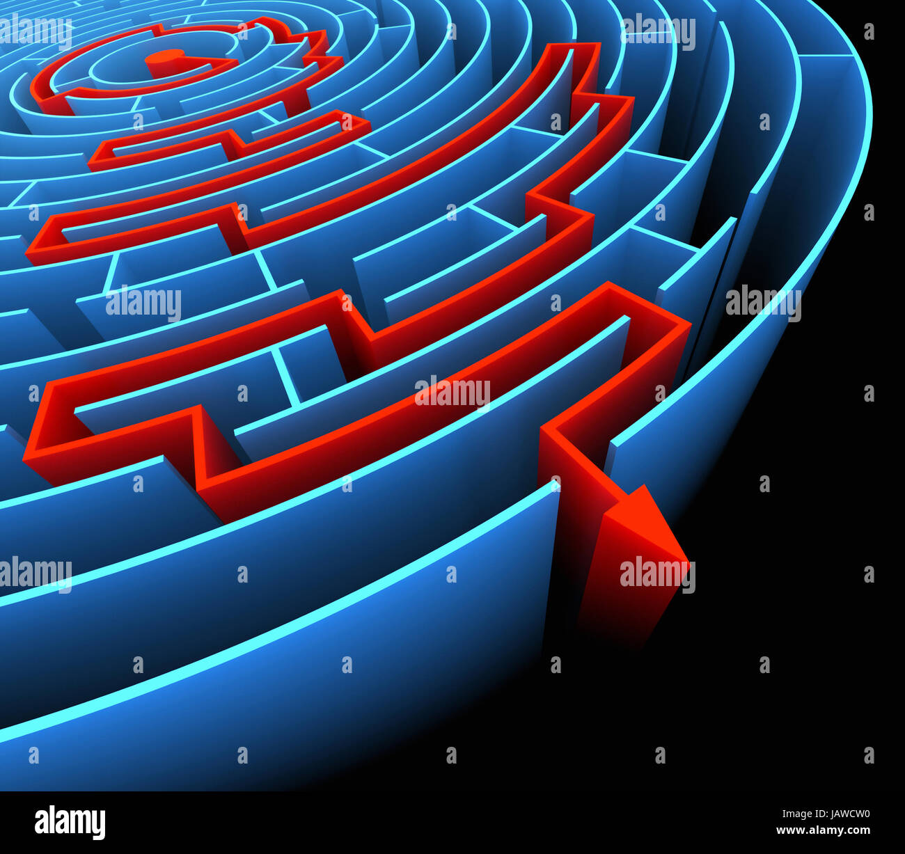 Finding the exit in the labyrinth. Concept of reaching the success ...