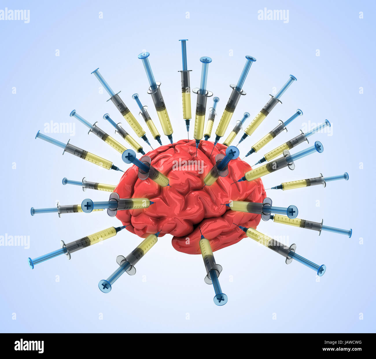 Several injections in a brain, concept of overdose Stock Photo - Alamy