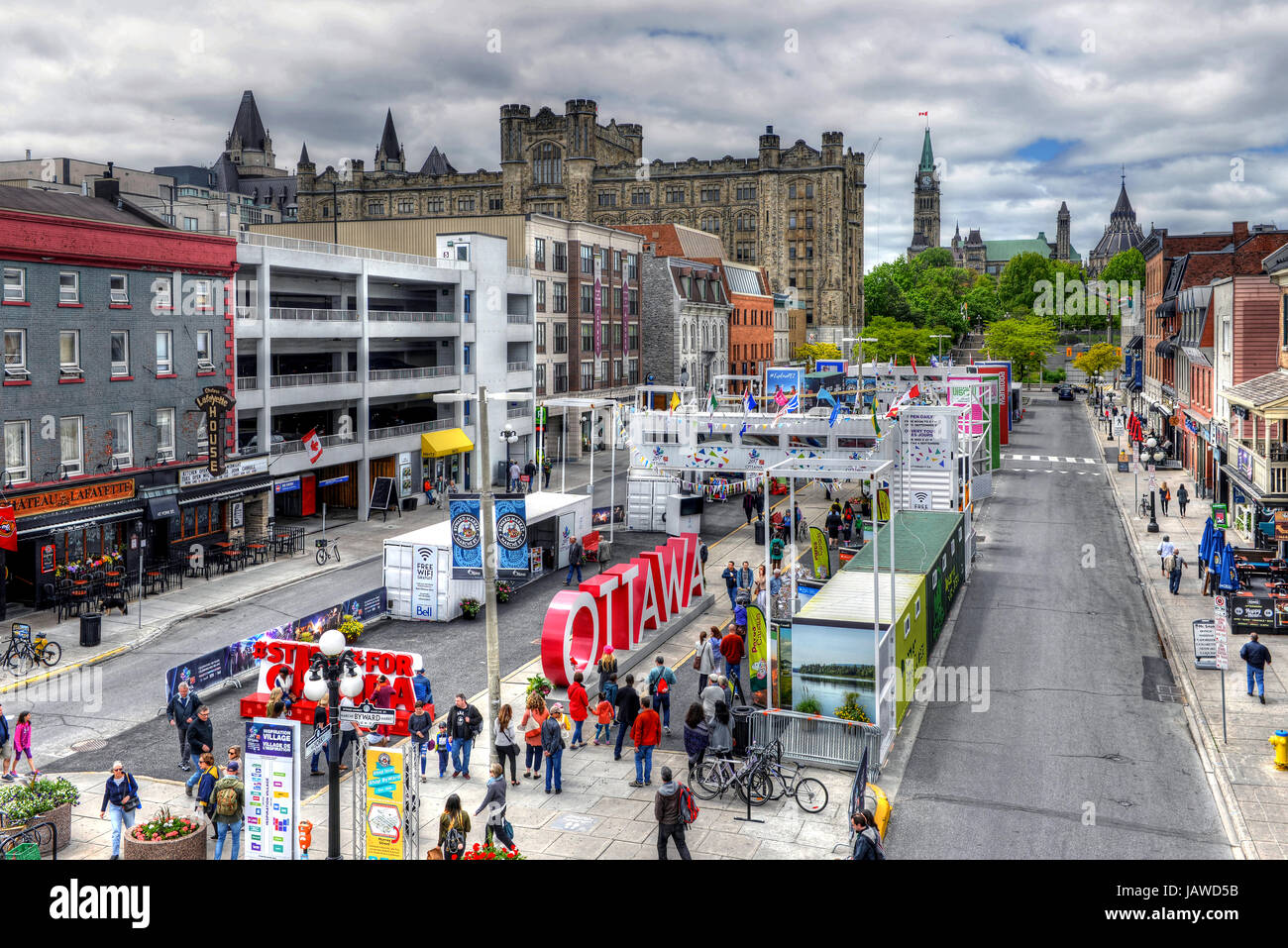Ottawa, Canada - June 3, 2017: People check out Inspiration Village, a ...