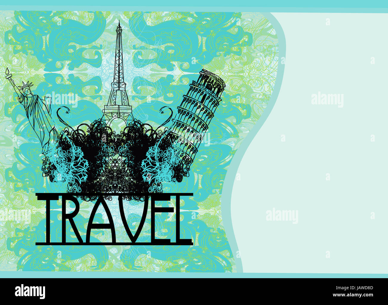 travel design element with different monuments Stock Photo - Alamy