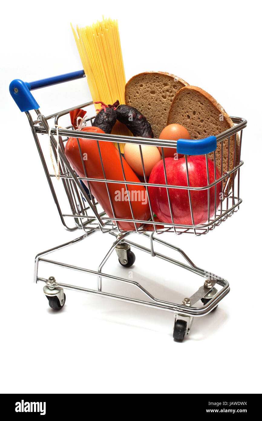 shopping cart with food Stock Photo - Alamy