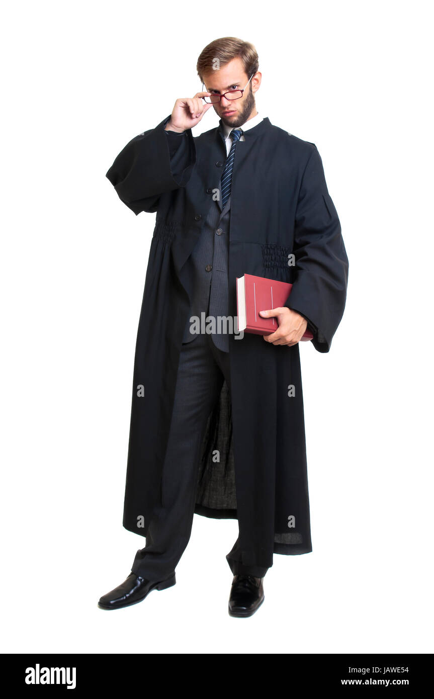 Young lawyer dressed with a toga isolated in white Stock Photo - Alamy
