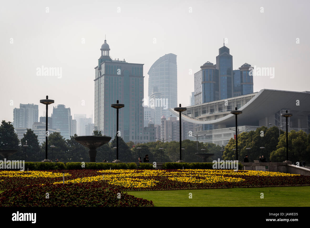 People's Square, central public square surrounded with commercial ...