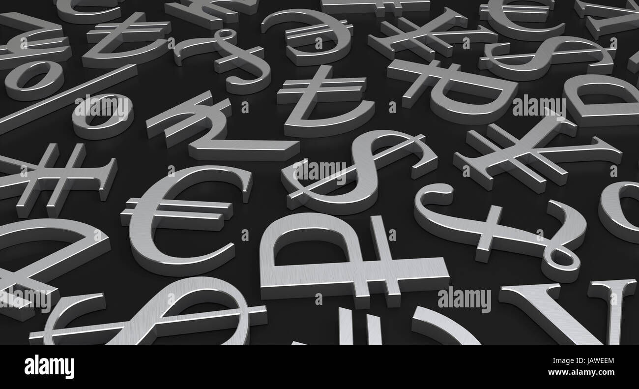 Scattered Currency Symbols Stock Photo - Alamy