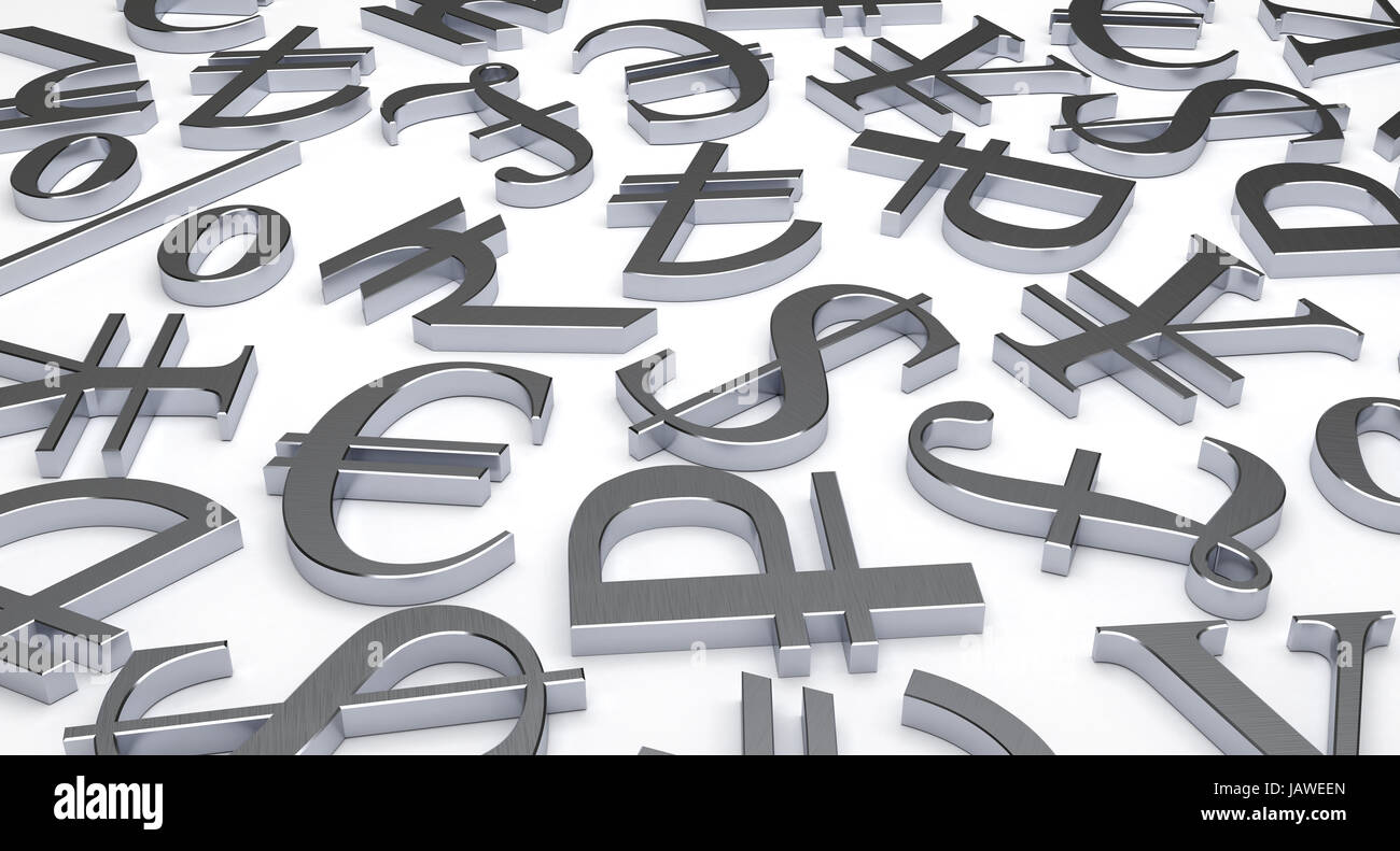 Scattered Currency Symbols Stock Photo - Alamy