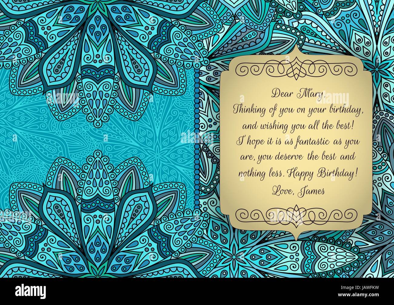Turquoise blue greeting template inner Stock Vector Image & Art - Alamy