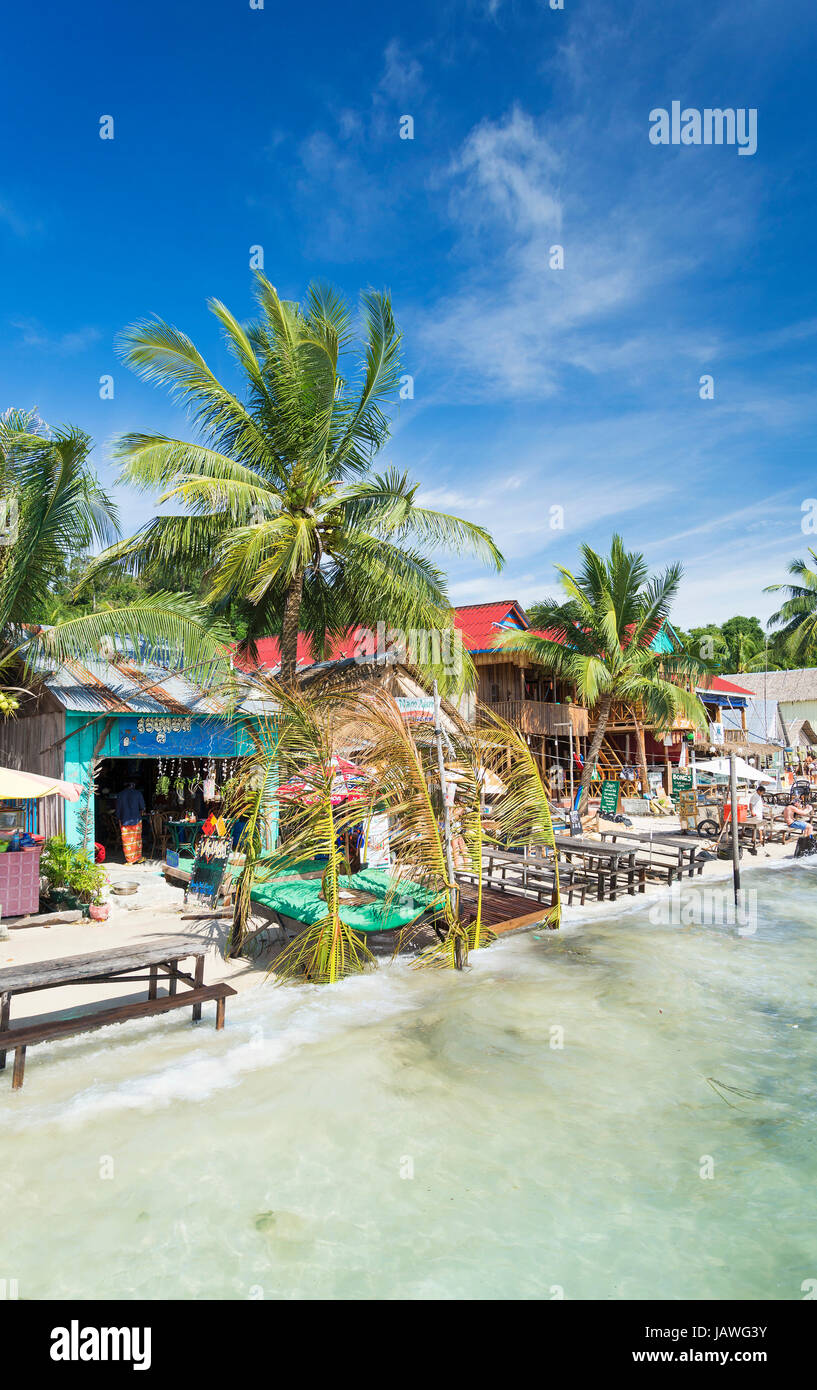 koh rong island village beach bars in cambodia Stock Photo - Alamy