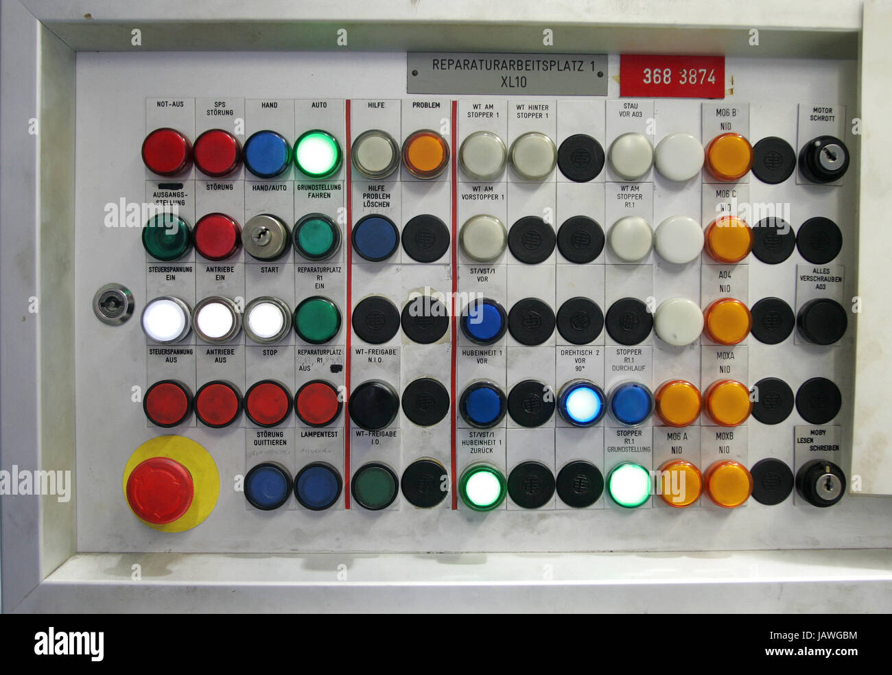 Control panel with gearshift buttons in the engine manufacture of Deutz ...