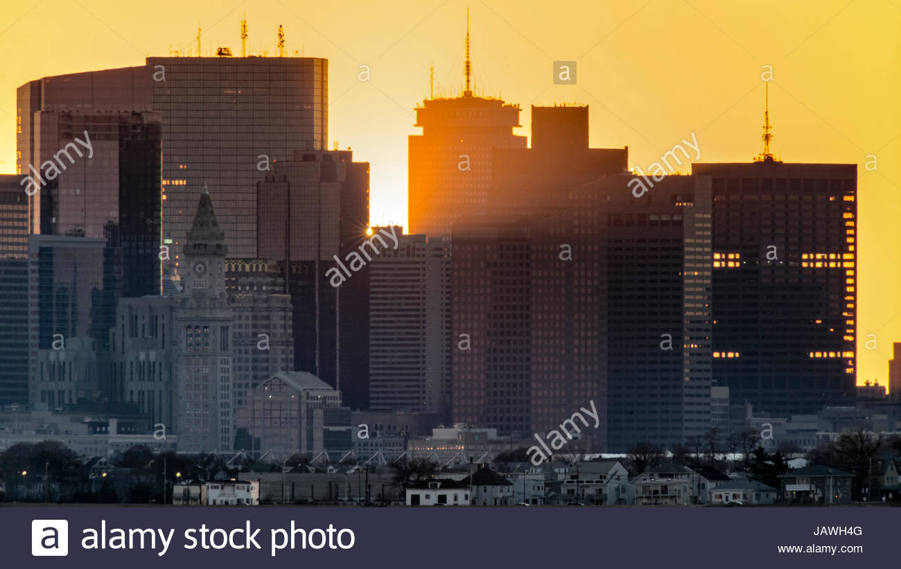 Boston Skyline Sunset Stock Photos & Boston Skyline Sunset Stock Images ...