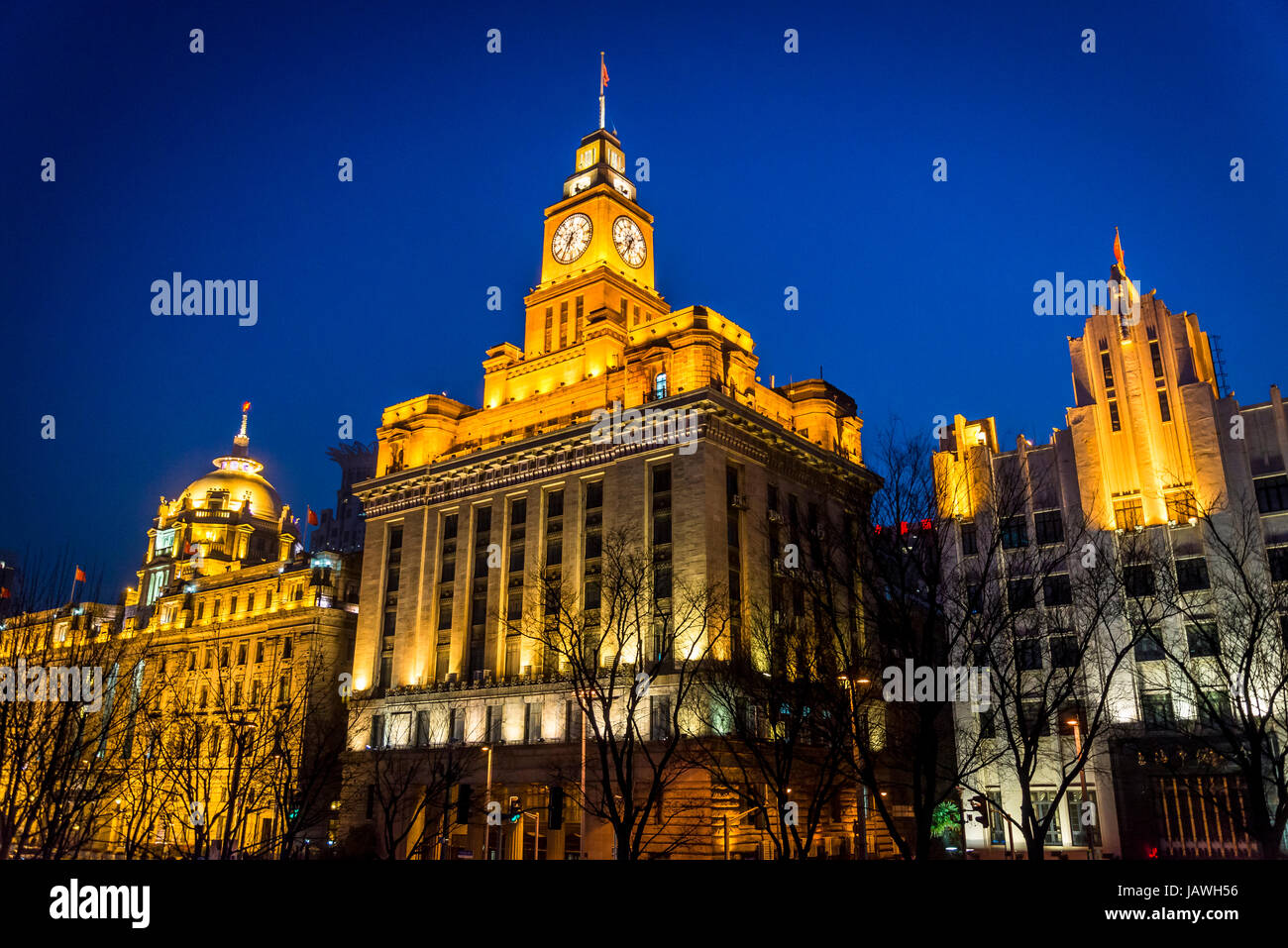 Bund European colonial architecture including Custom House, Shanghai ...