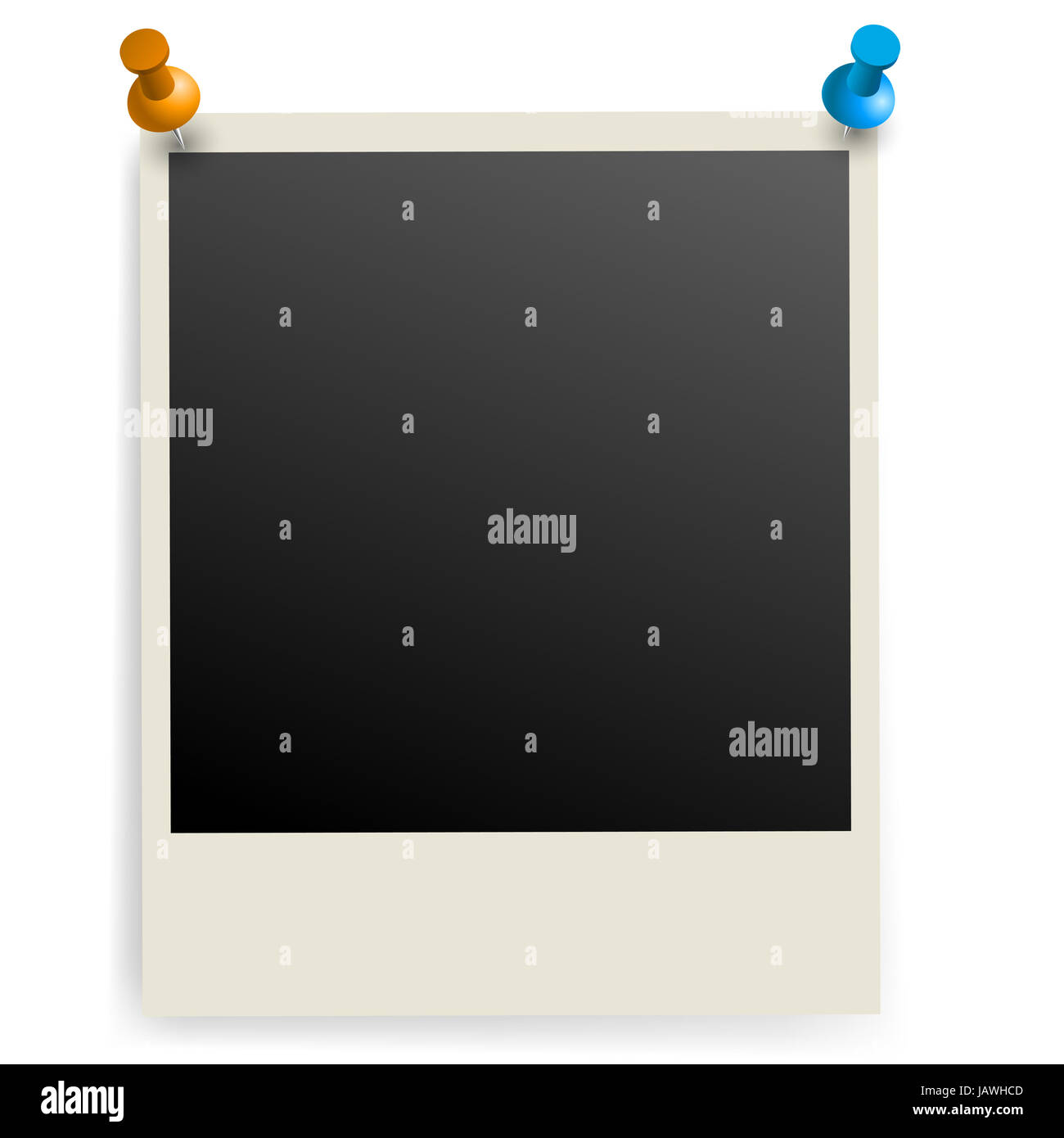 Photo frame pinned on the wall. Illustration on white Stock Photo - Alamy