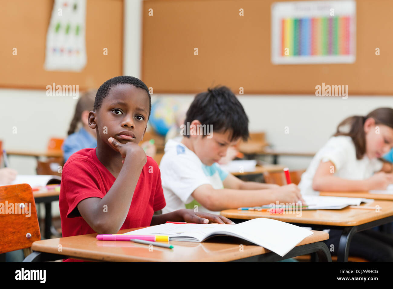 Side view of thinking student Stock Photo - Alamy