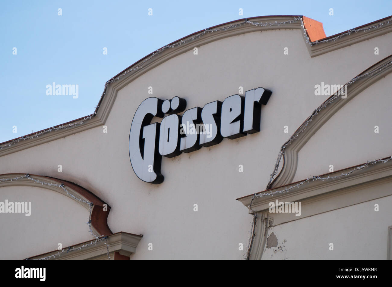 Leoben, Austria - May 3rd, 2017: A close up of the "Gösser" brewery ...