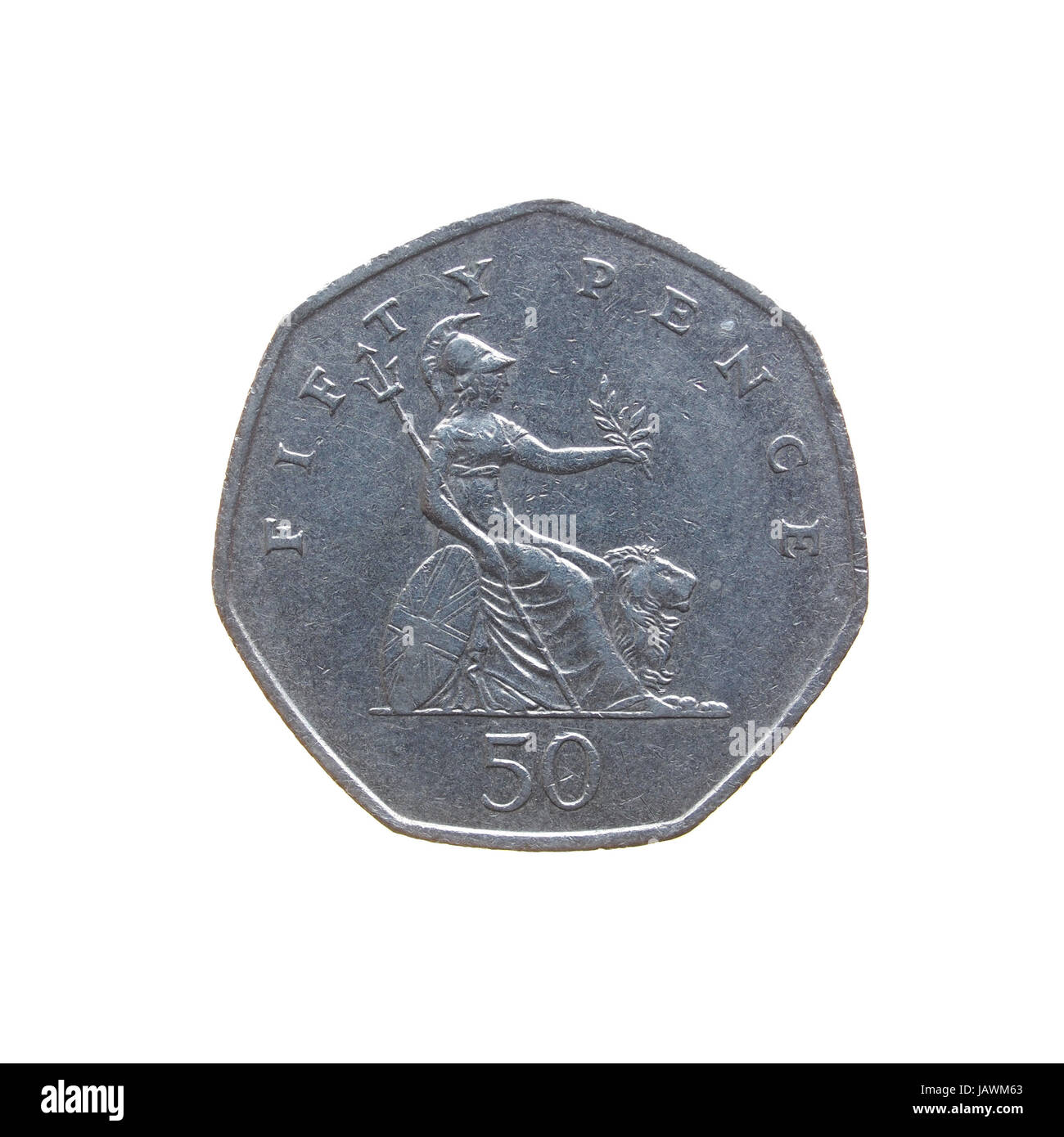 Fifty Pence coin isolated over a white background Stock Photo - Alamy