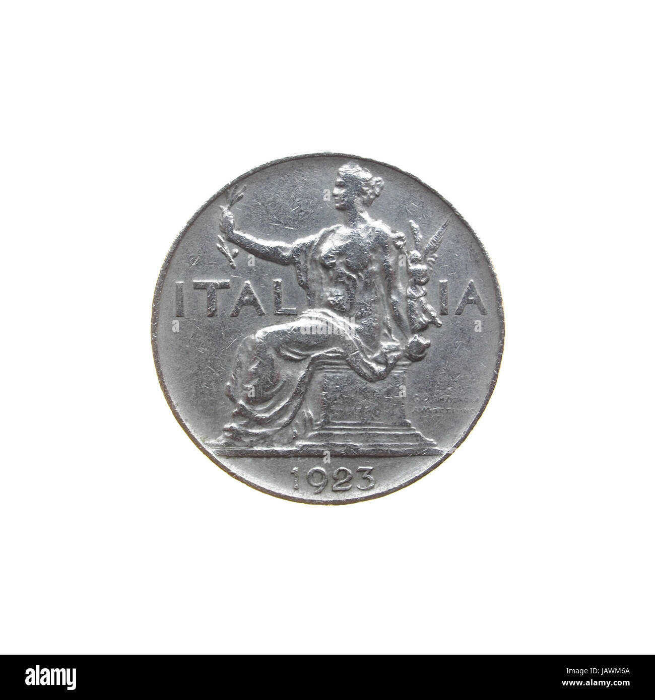 Ancient Italian coin isolated over a white background Stock Photo - Alamy