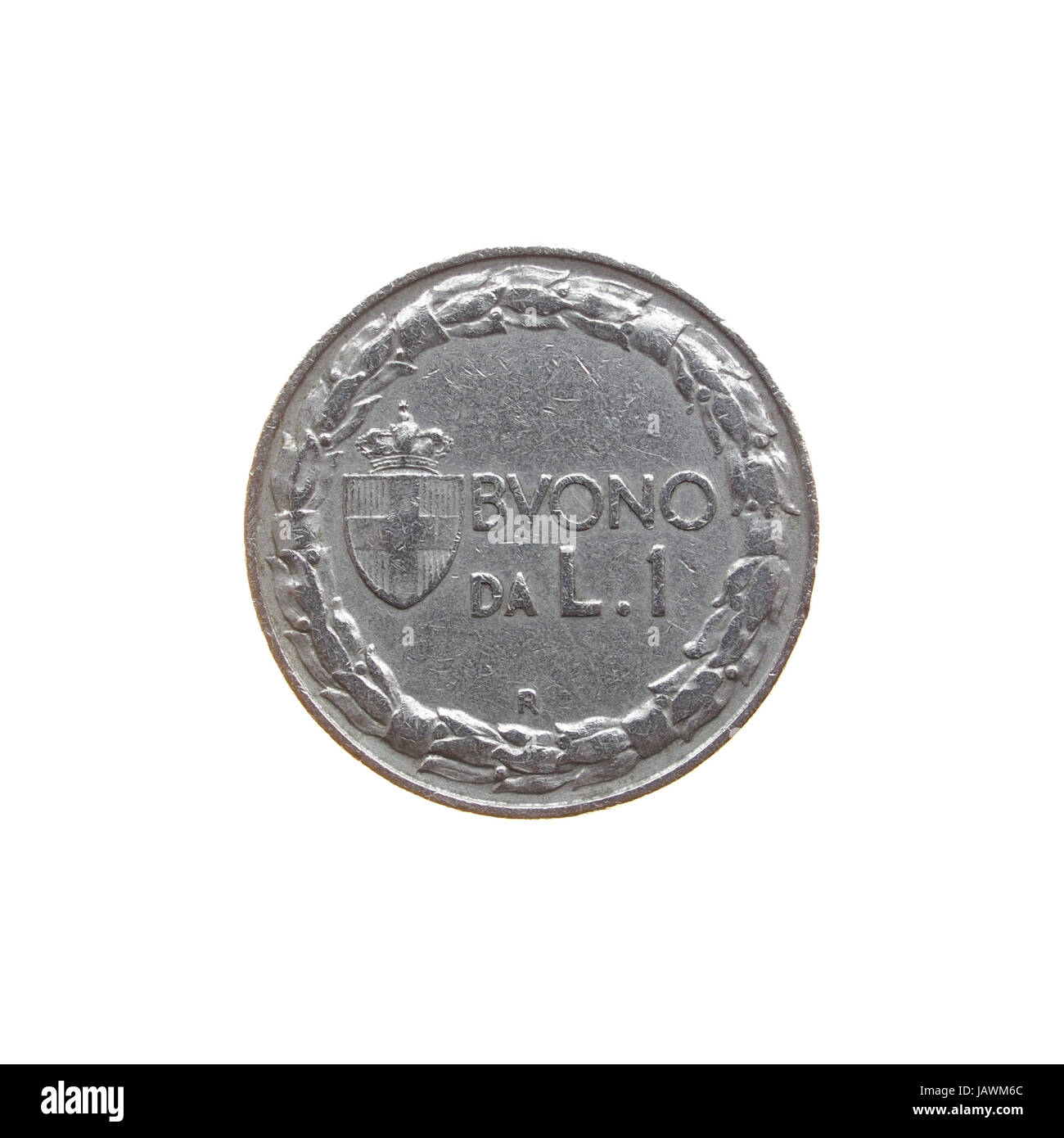 Ancient Italian coin isolated over a white background Stock Photo - Alamy