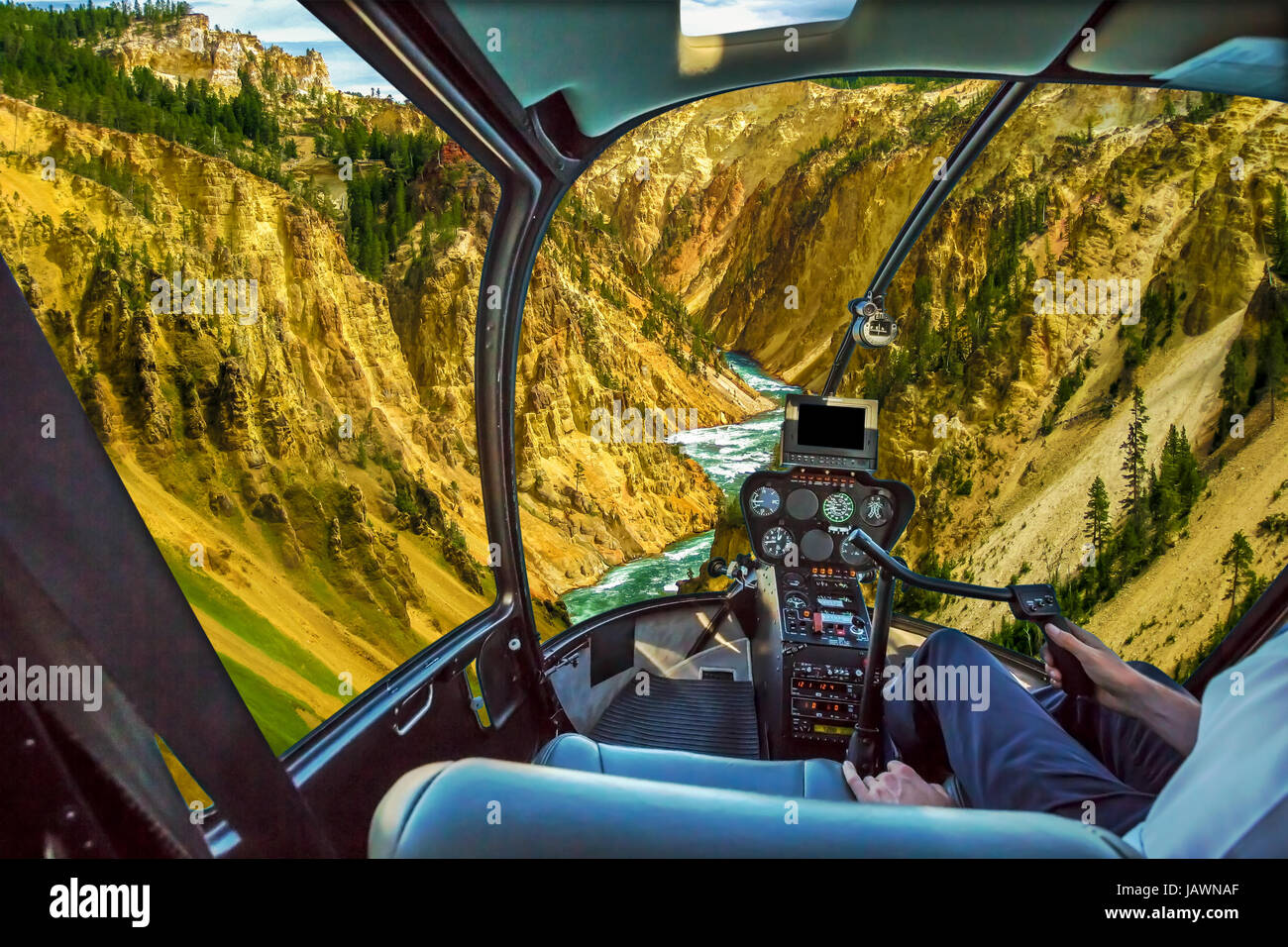 Helicopter cockpit pilot arm flight over Lower Falls, most popular ...