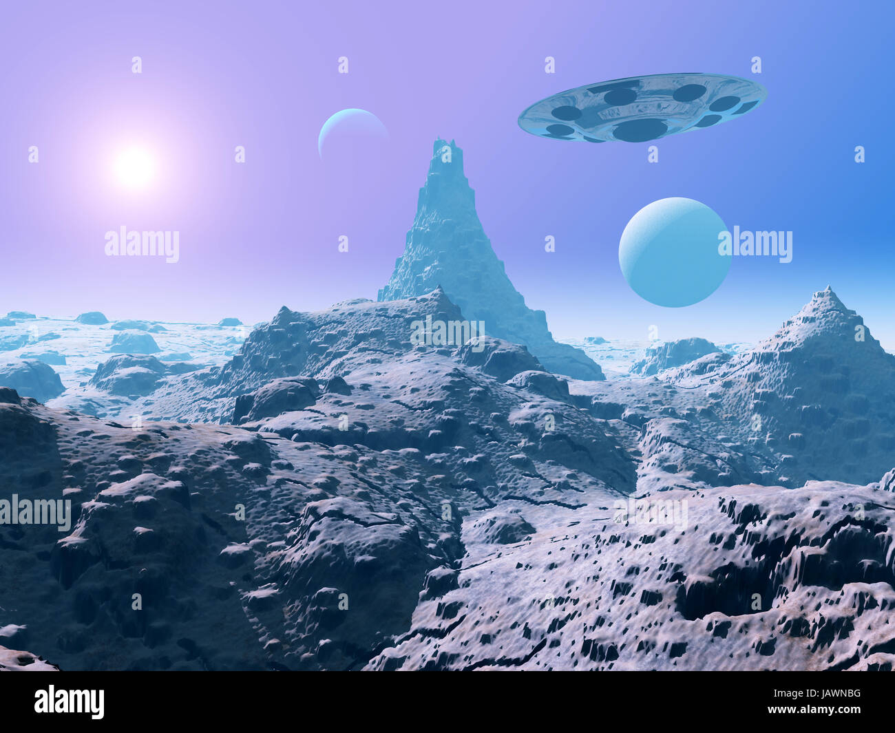 a spaceship in a distant world Stock Photo - Alamy