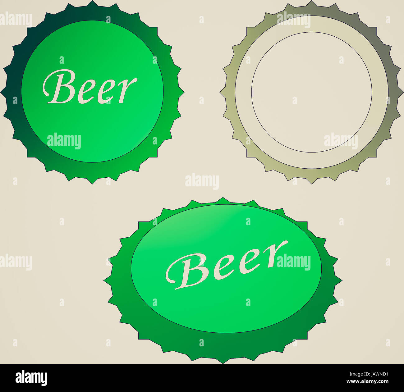 Retro looking Vector illustration of beer caps over white Stock Photo ...