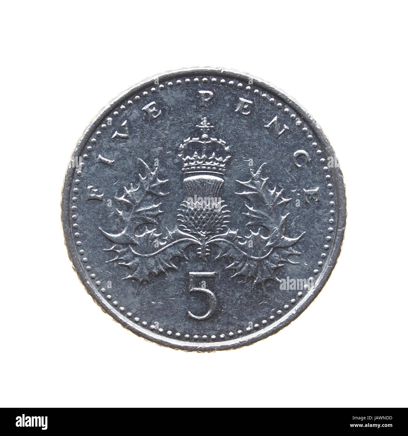 Five Pence coin isolated over a white background Stock Photo - Alamy