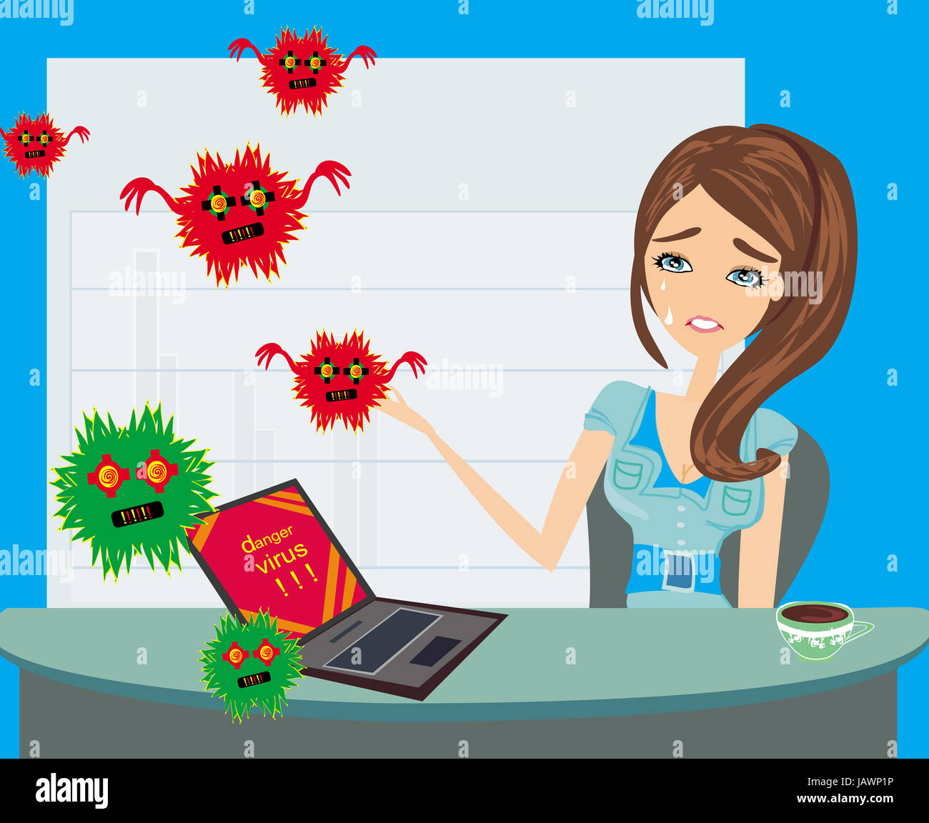 Computer virus attacking laptop in the office Stock Photo - Alamy