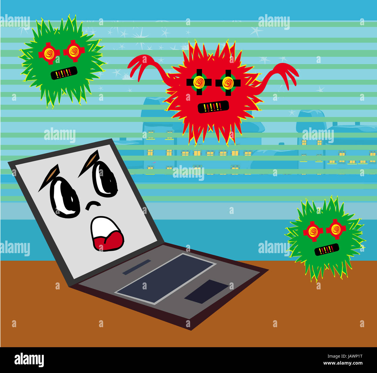 Computer virus attacking laptop Stock Photo - Alamy