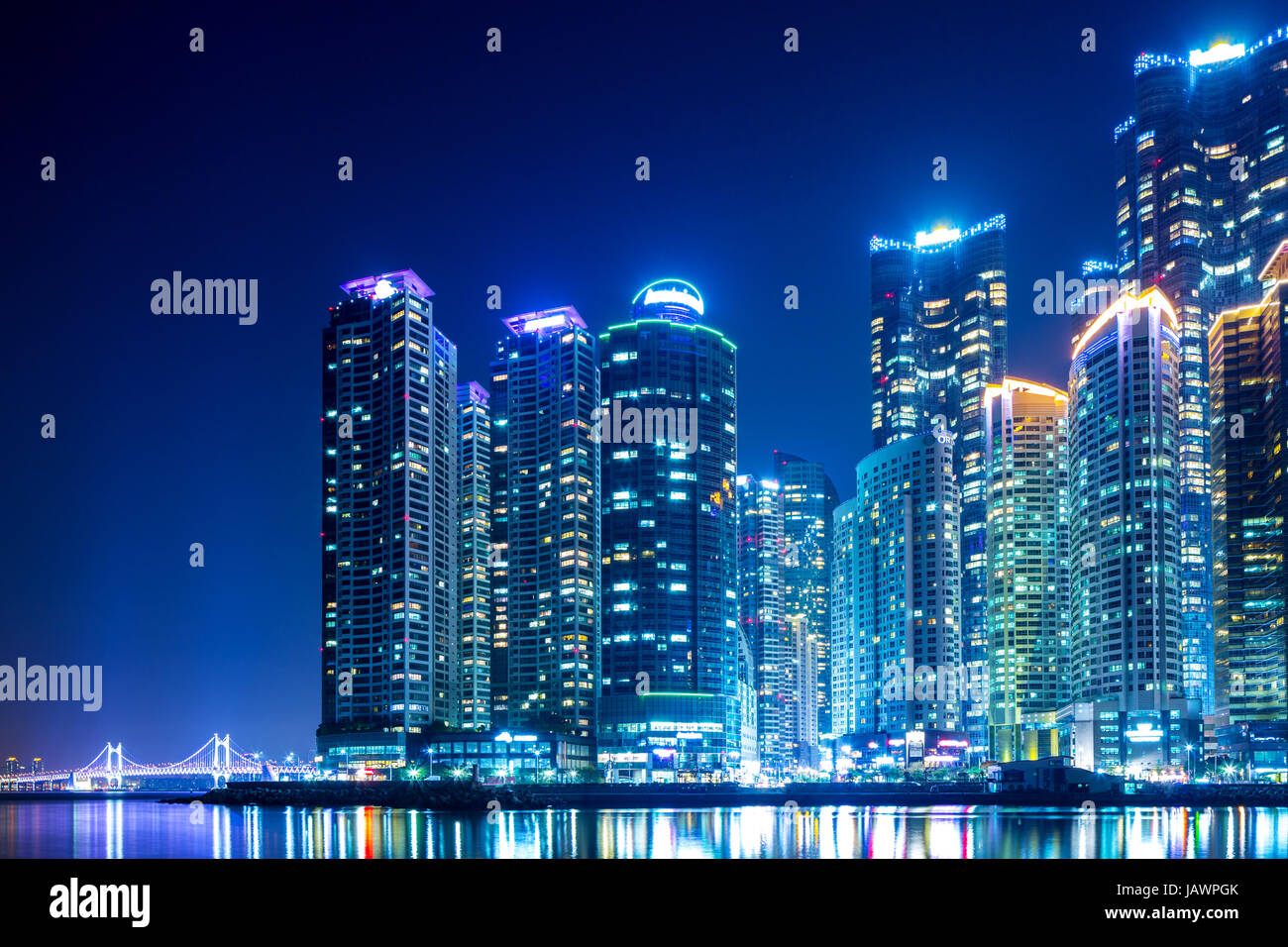 Busan city at night Stock Photo - Alamy