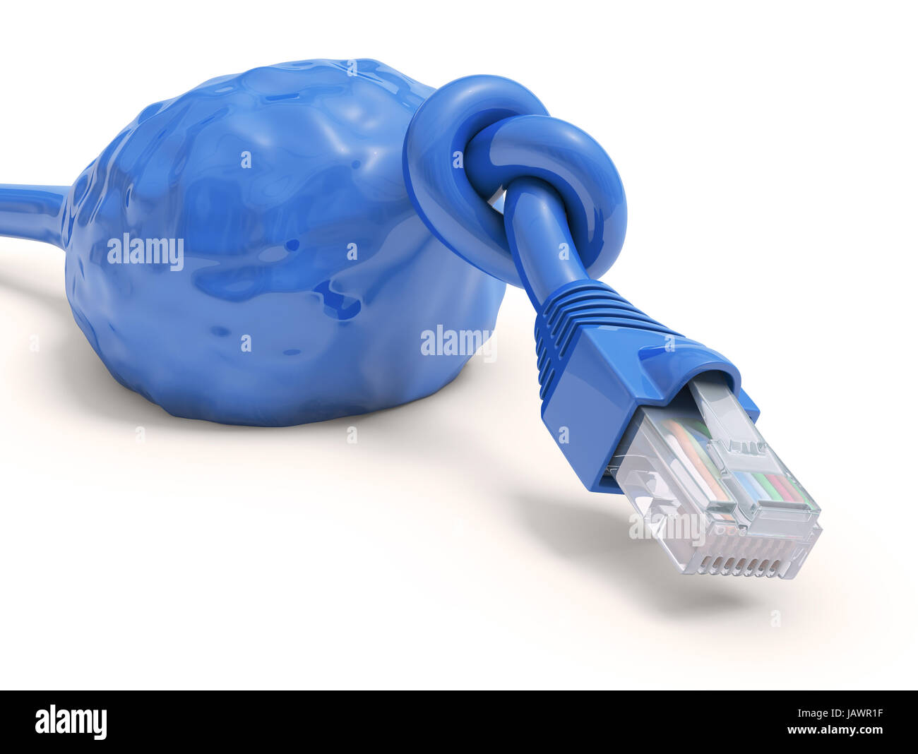 RJ45 cable overloaded with information download Stock Photo - Alamy